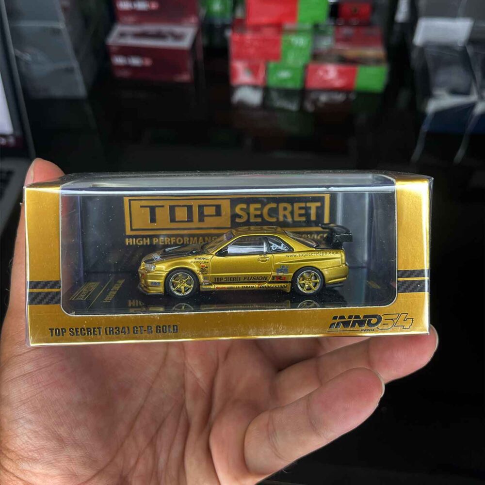 INNO64 Top Secret (R34) GT-R Gold 1:64 Diecast Model Car