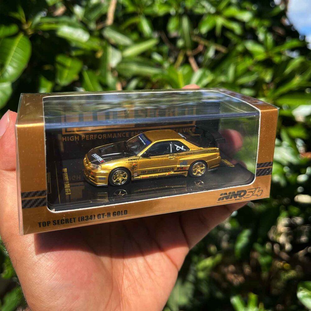 INNO64 Top Secret (R34) GT-R Gold 1:64 Diecast Model Car